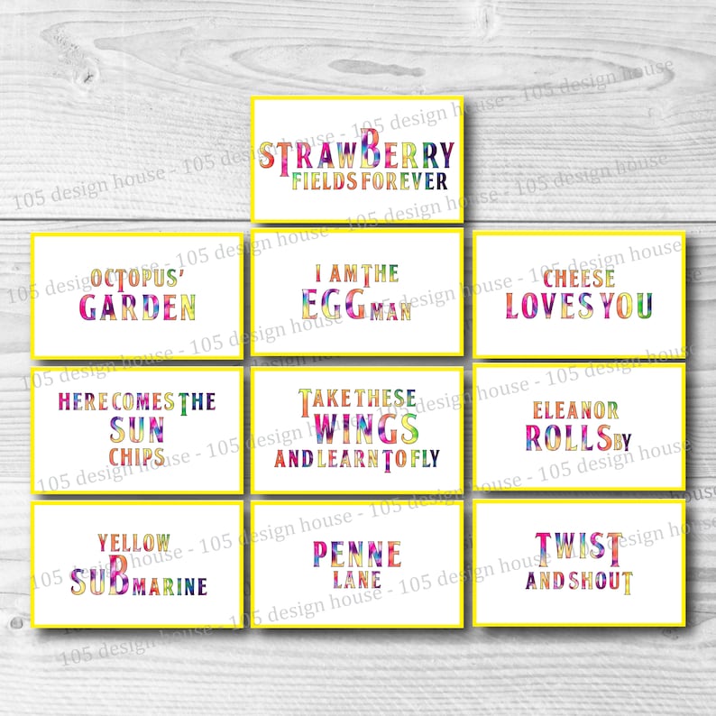 INSTANT DOWNLOAD the Beatles Labels Printable - Food Labels - the ...