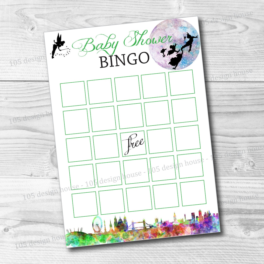 INSTANT DOWNLOAD Peter Pan Baby Shower Bingo Game Printable - Peter Pan ...