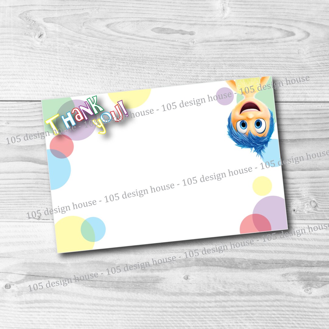 Inside Out Party Thank You Card Printable 4x6 INSTANT DOWNLOAD ...