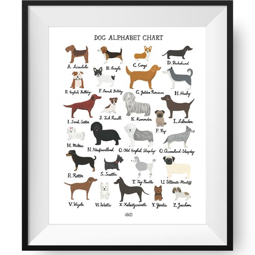 Dog Alphabet Chart Art Print - Etsy Canada