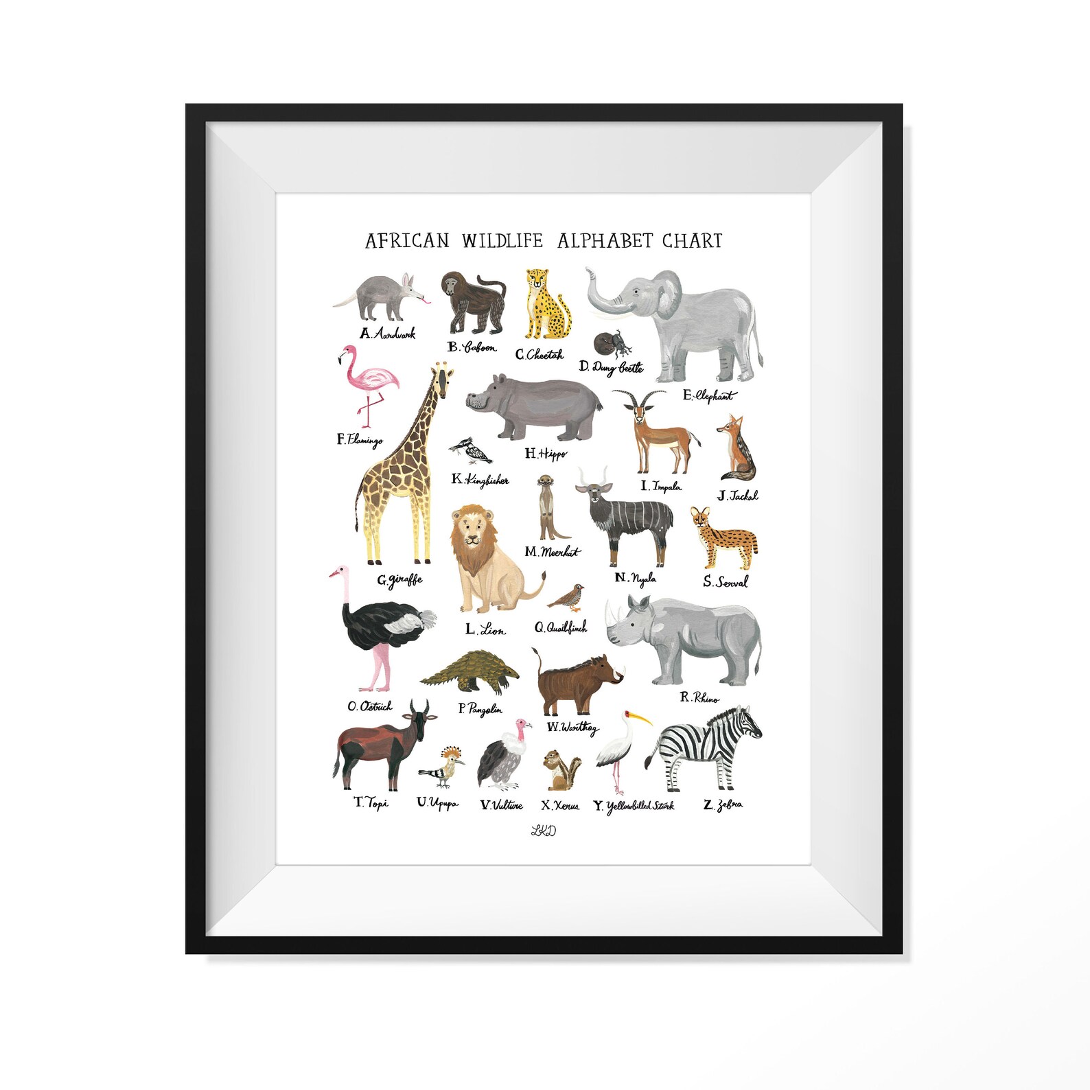 African Wildlife Alphabet Chart Art Print - Etsy Canada