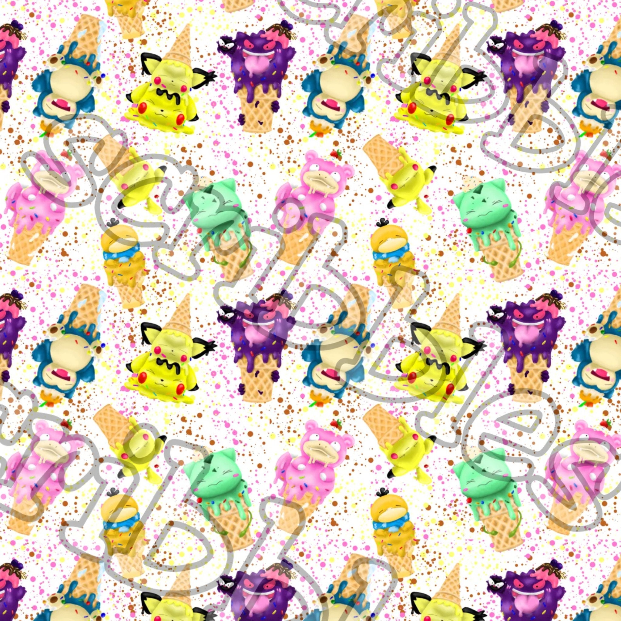 Ice Cream Pokemon Seamless Pattern Digital File Fabric Clothes Card ...