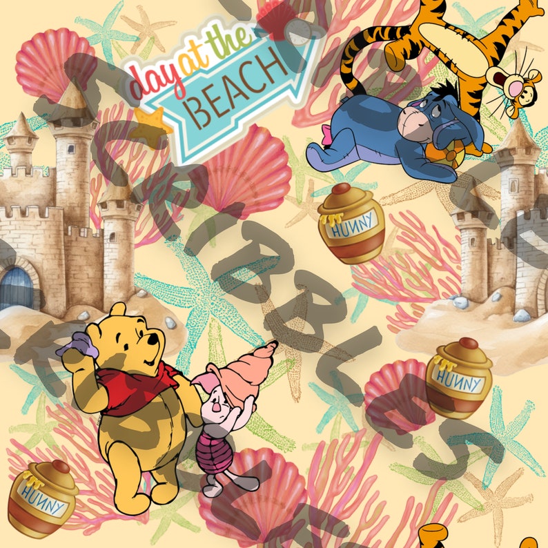 Winnie the Pooh Beach Seaside Themed Summer Seamless Digital - Etsy
