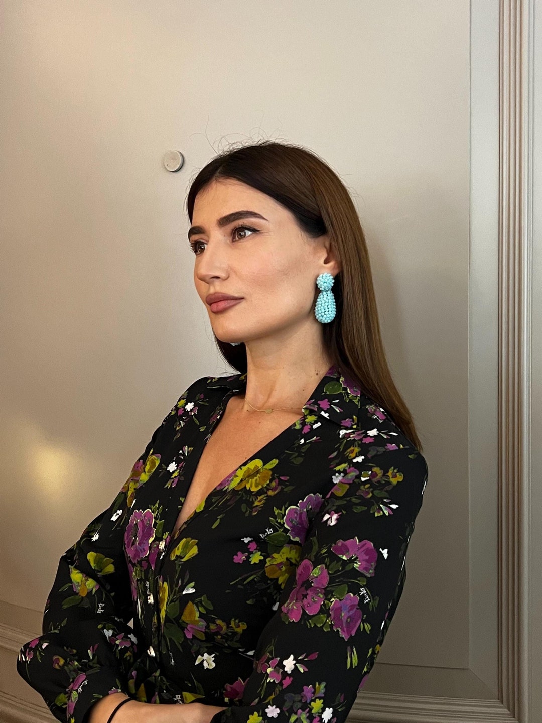 Cocoon Blue Shimmering Dangle Earrings – Lightweight Boho Statement ...