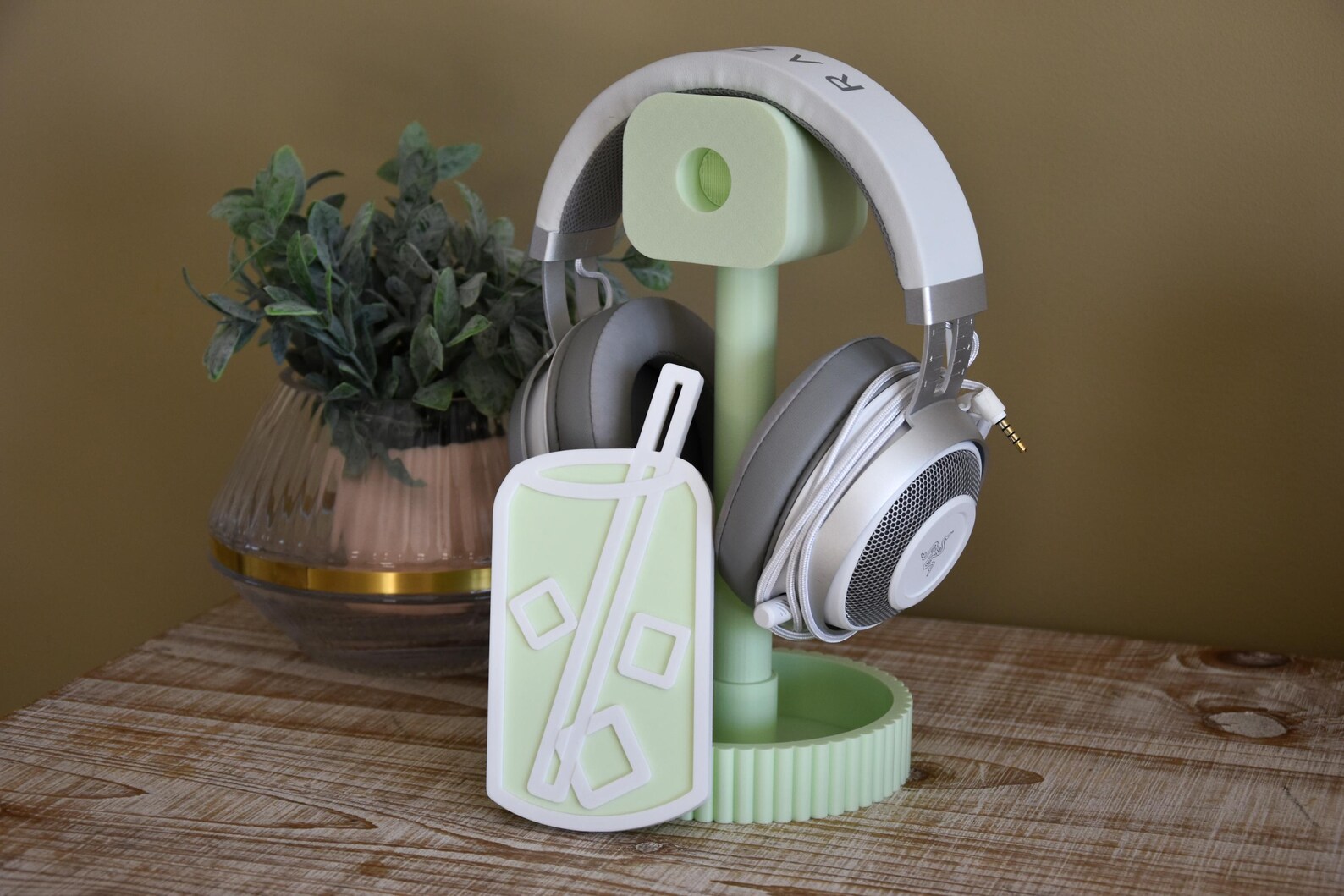 Headphone Stand Matcha- Cozy Gaming Desk Accessories Iced Matcha Pastel ...