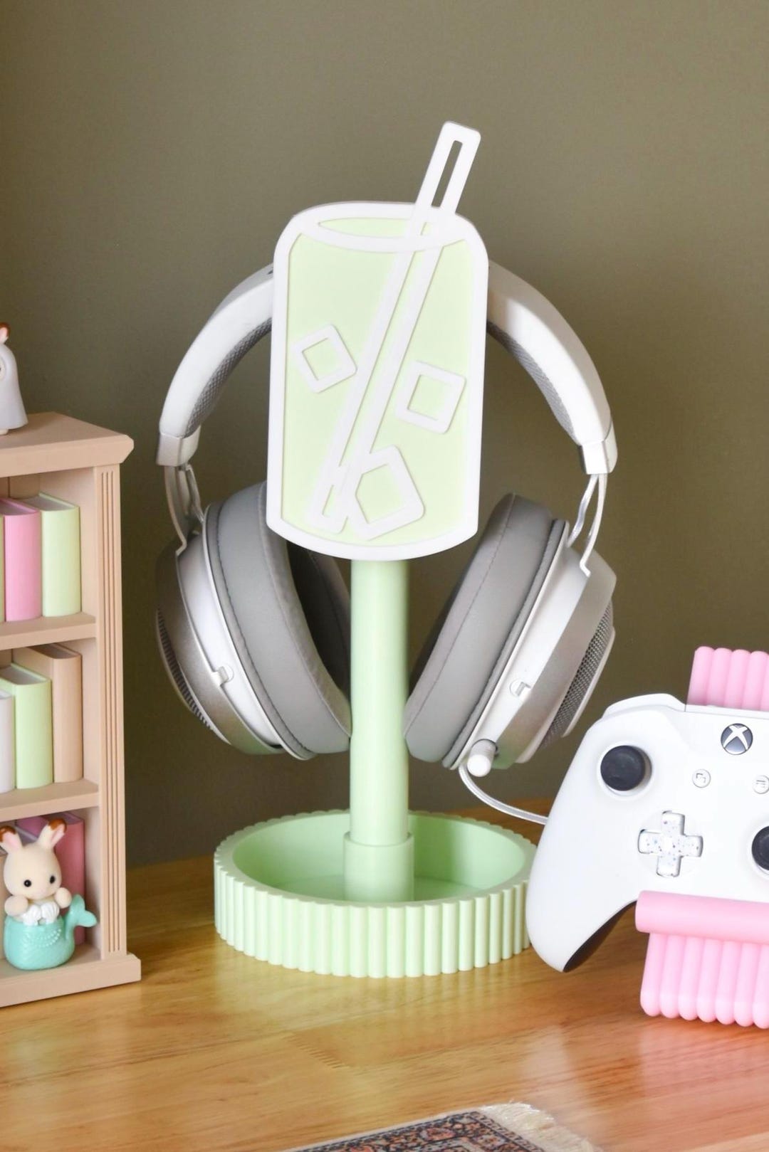 Headphone Stand Matcha- Cozy Gaming Desk Accessories Iced Matcha Pastel ...