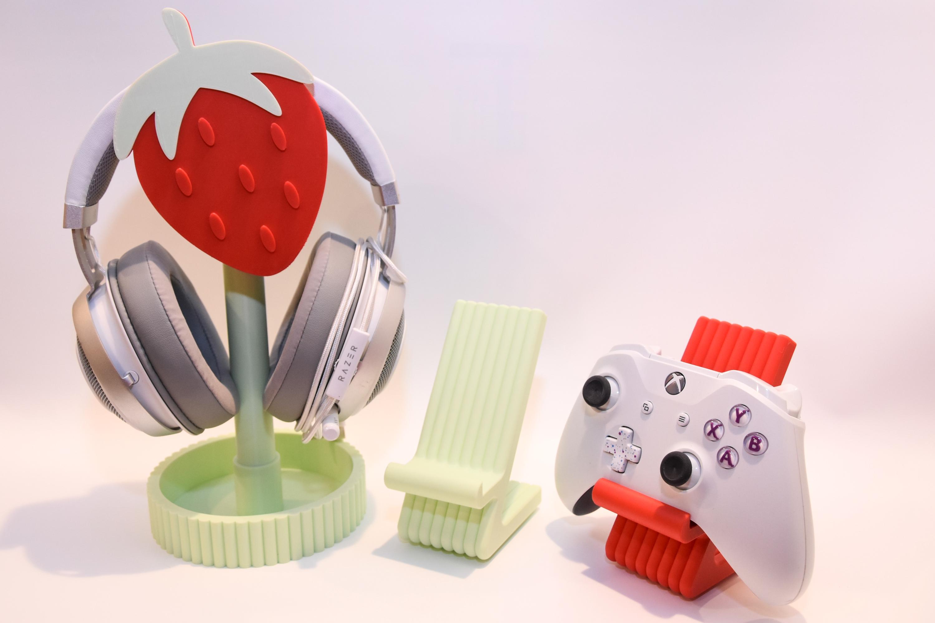 Strawberry Headphone Stand Pastel Cozy Gaming Desk Accessories, Girly ...