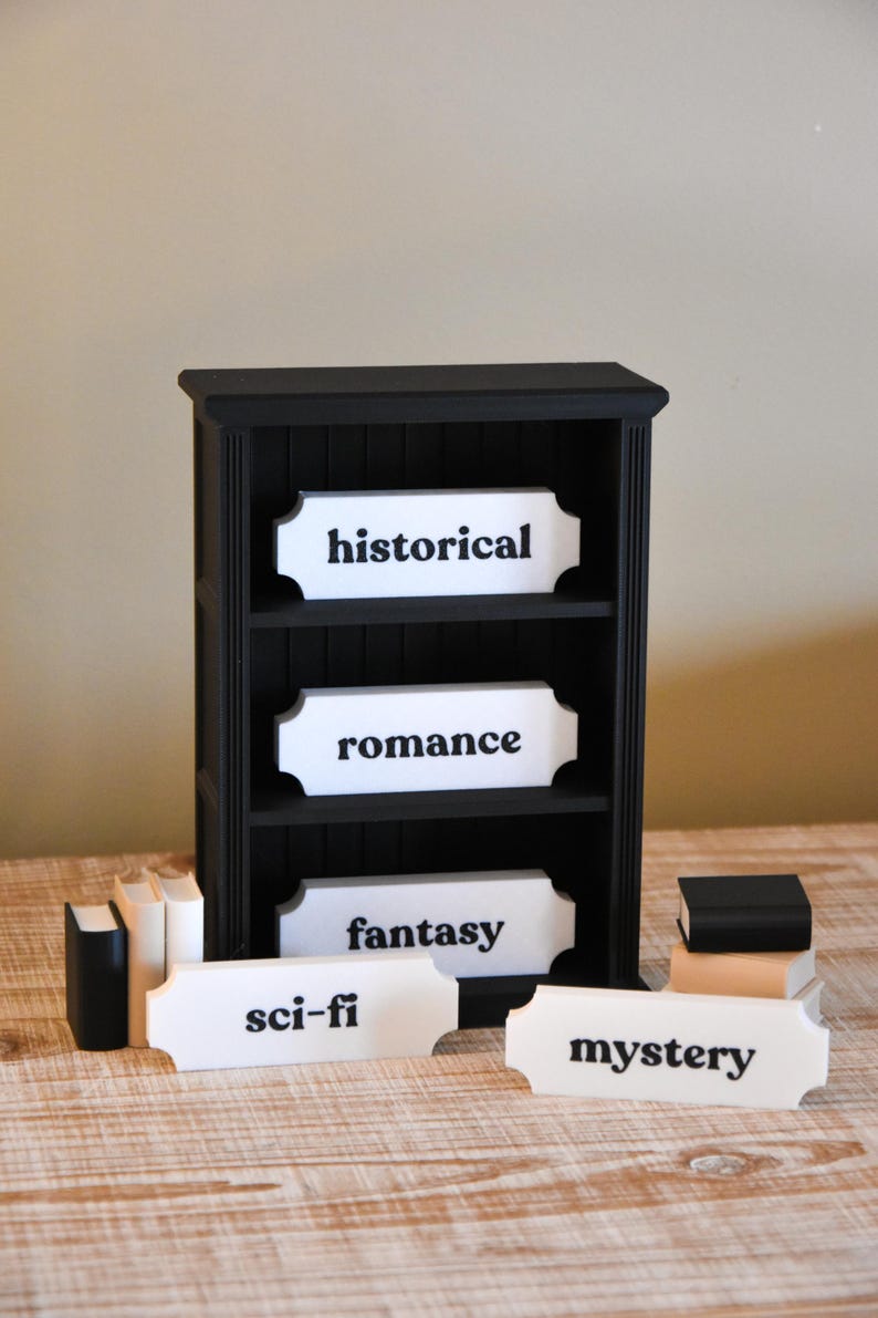 Bookshelf Labels- Home Library Organization Signs for Literary Genres ...