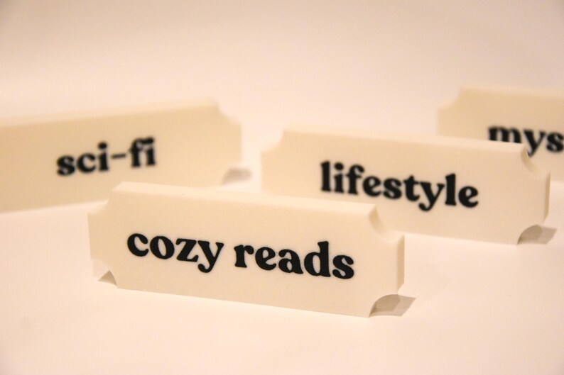 Bookshelf Labels- Home Library Organization Signs for Literary Genres ...