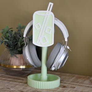 Headphone Stand Matcha- Cozy Gaming Desk Accessories Iced Matcha Pastel ...