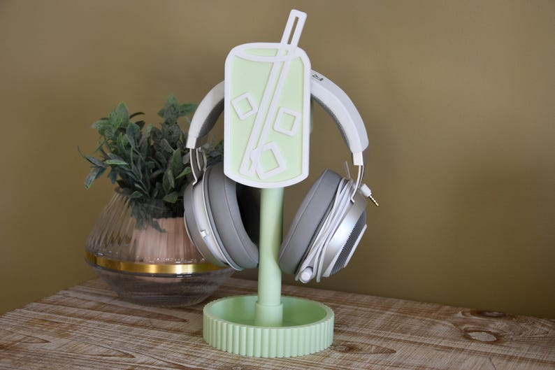Headphone Stand Matcha- Cozy Gaming Desk Accessories Iced Matcha Pastel ...