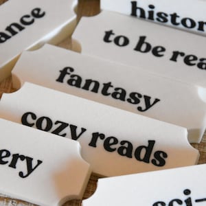 Bookshelf Labels- Home Library Organization Signs for Literary Genres ...