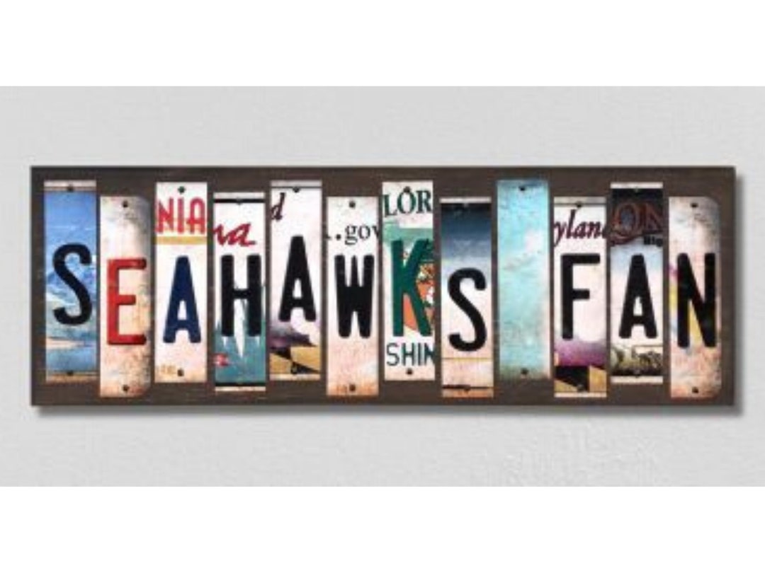 Seattle Seahawks Fan Handmade Wood Sign With Metal License Plate Strips ...