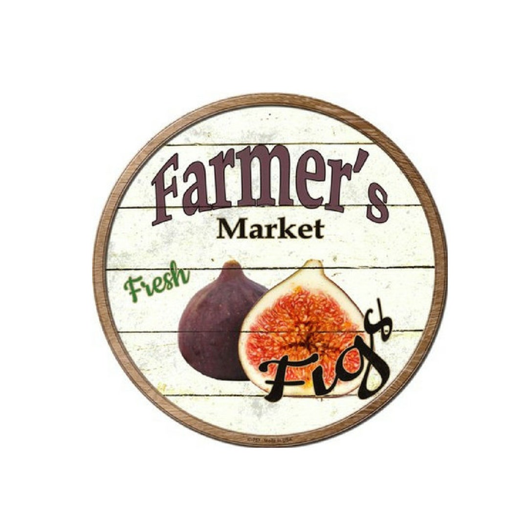 Farmers Market Fresh Figs Novelty Metal Circular Sign 12" Farm House ...