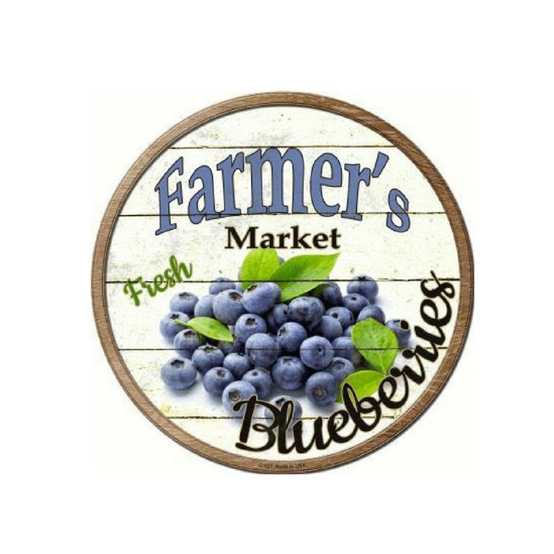 Farmers Market Fresh Blueberries Novelty Metal Circular Sign - Etsy