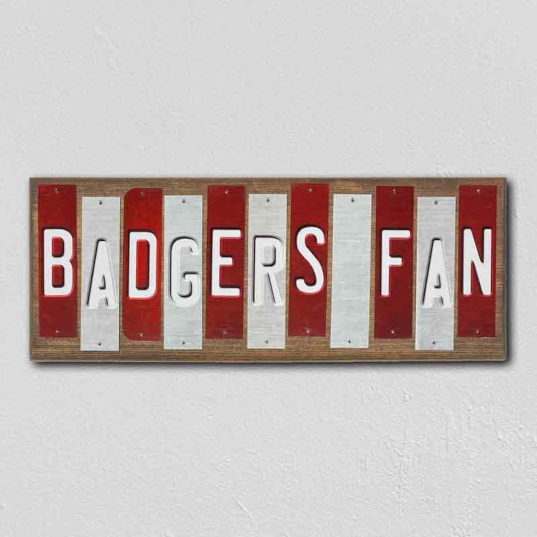 Badgers Fan Team Colors College Fun Strips Novelty Wood Sign Custom ...