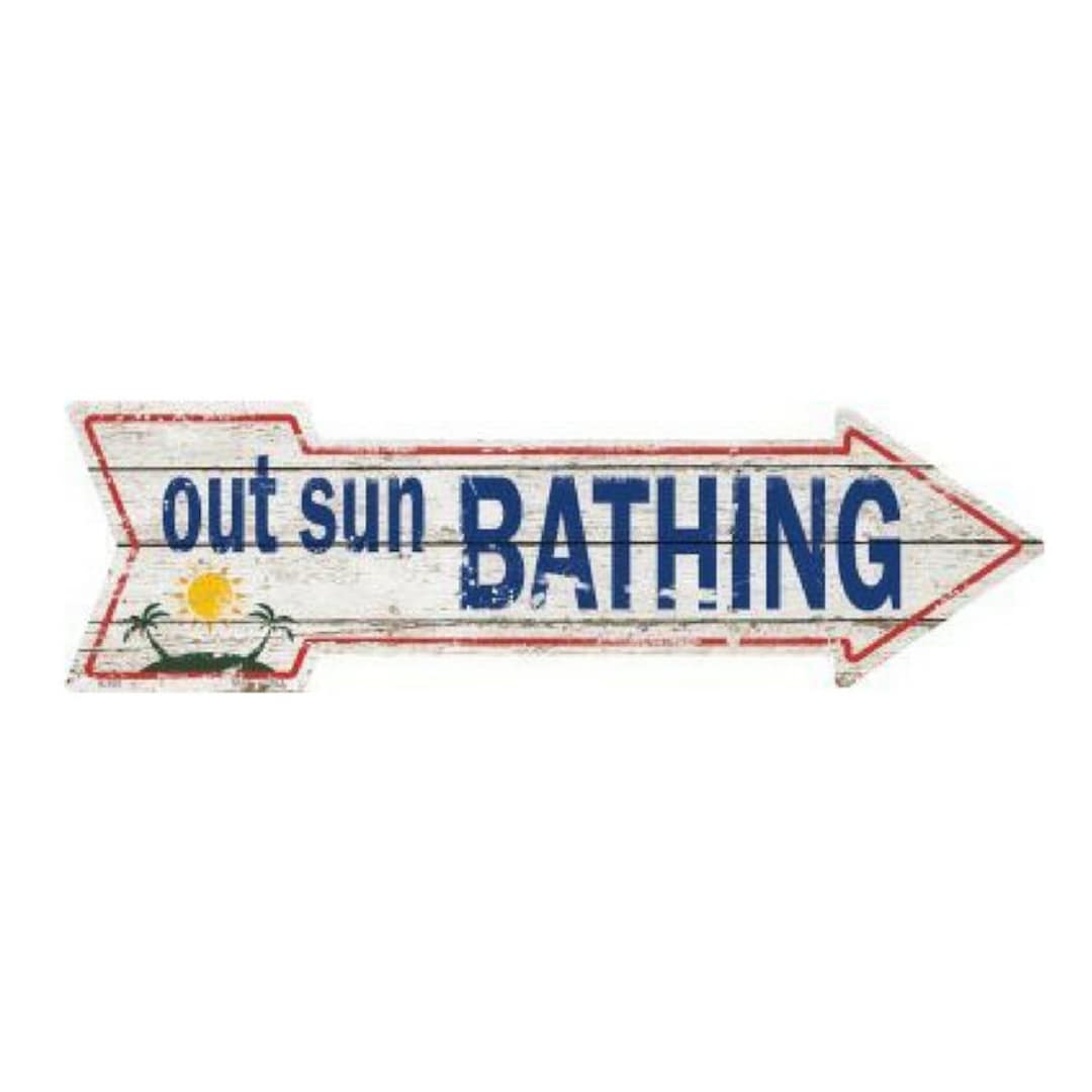 Outdoor/indoor Beach Tropical Out Sun Bathing Novelty Metal Arrow Sign ...