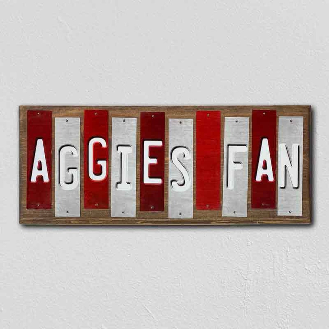 Aggies Fan Team Colors College Fun Strips Novelty Wood Sign Custom Wood ...