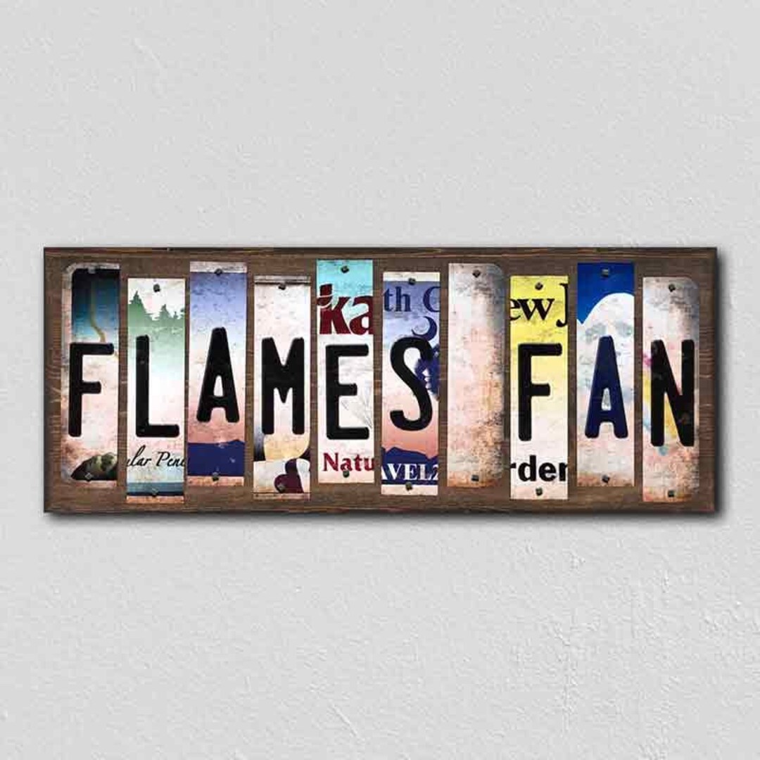 Flames Fan License Plate Tag Strips Novelty Wood Signs WS-428 Custom ...