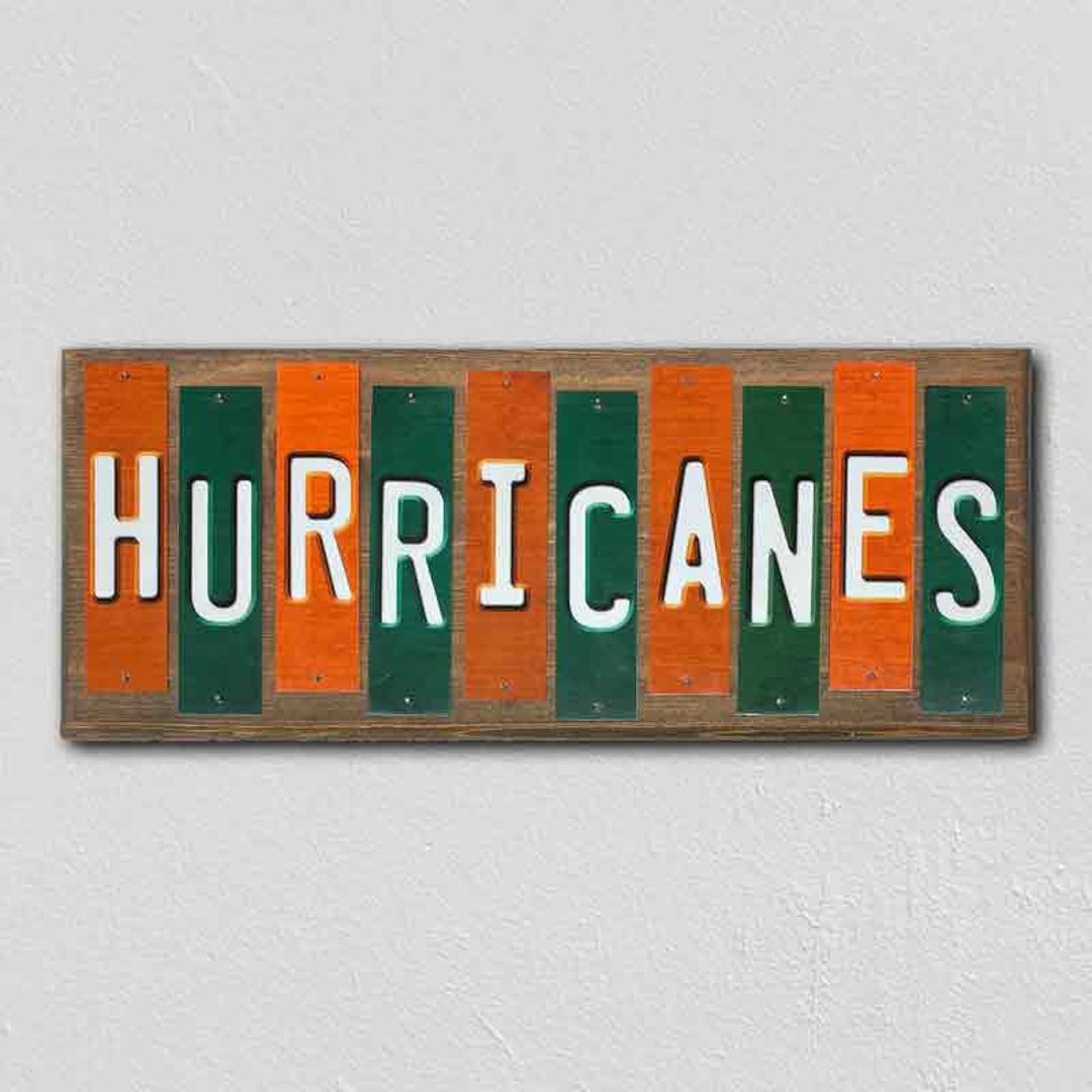 Hurricanes Team Colors College Fun Strips Novelty Wood Sign Custom Wood ...