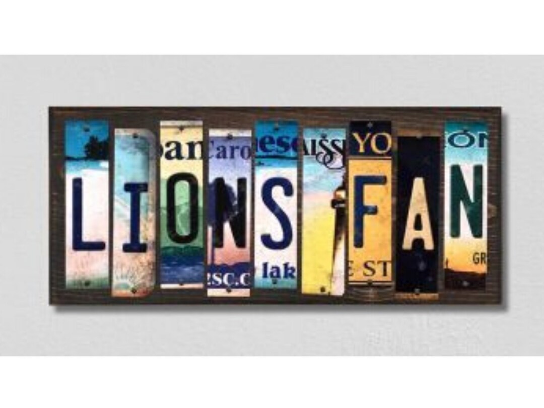 Detroit Lions Fan Handmade Wood Sign With Metal License Plate Strips ...