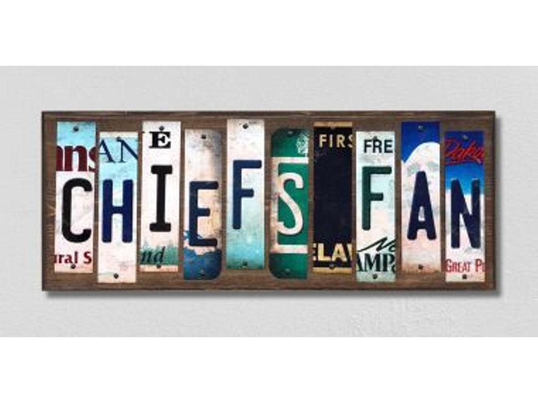 Kansas City Chiefs Handmade Wood Sign With Metal License Plate Strips ...