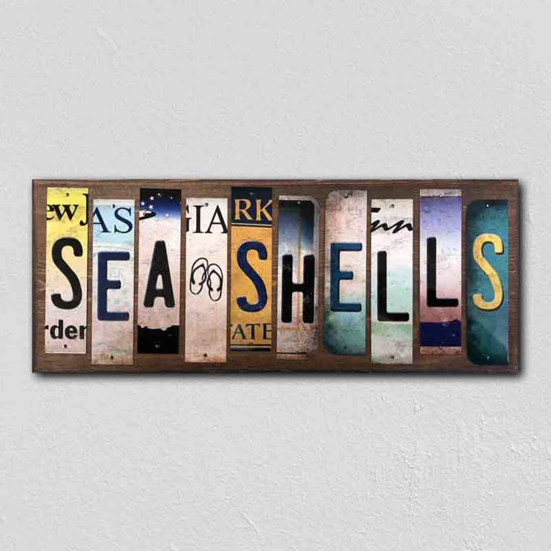 Sea Shells License Plate Tag Strips Novelty Wood Signs WS-451 Custom ...