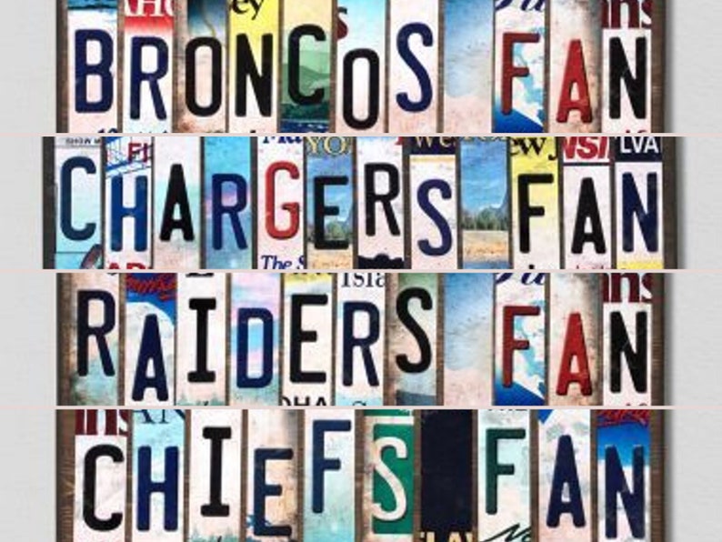 LA Chargers Handmade Wood Sign With Metal License Plate Strips ...