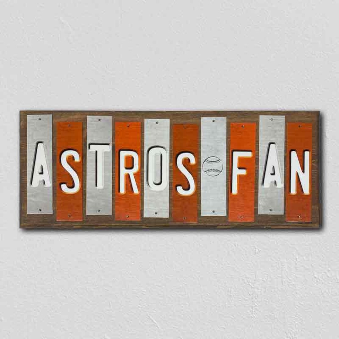 Astros Fan Team Colors Baseball Fun Strips Novelty Wood Sign Custom ...