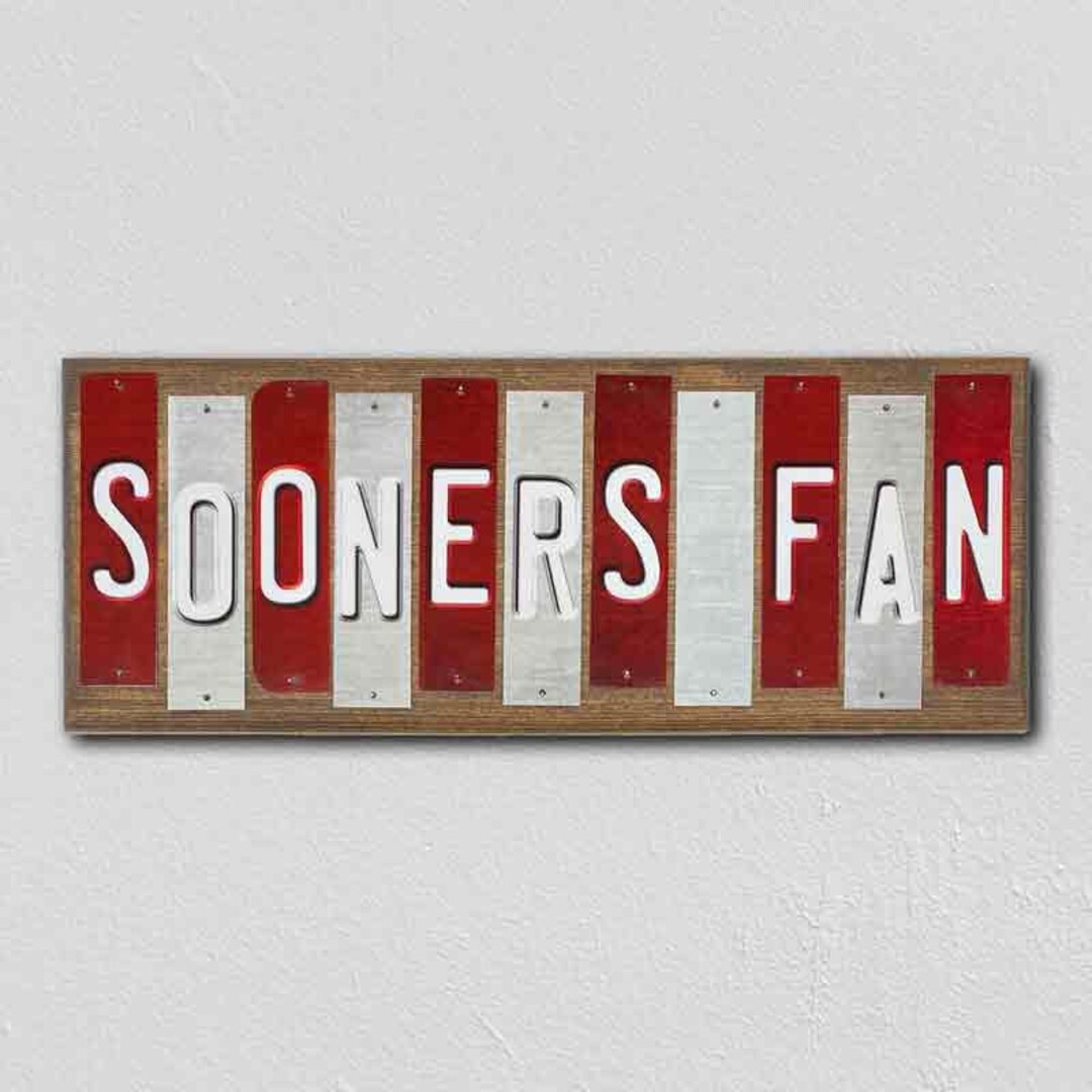 Sooners Fan Team Colors College Fun Strips Novelty Wood Sign Custom ...