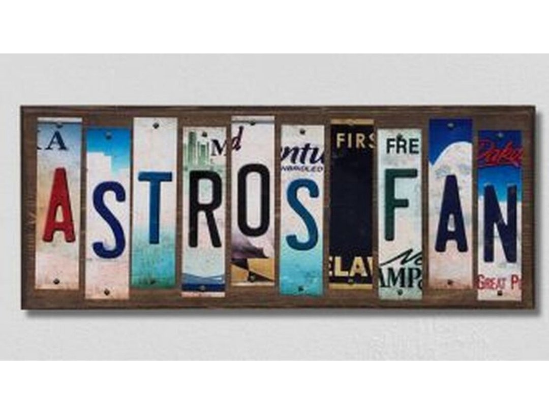 Houston Astros Wall Art,handmade Wood Sign W/metal License Plate Strips ...