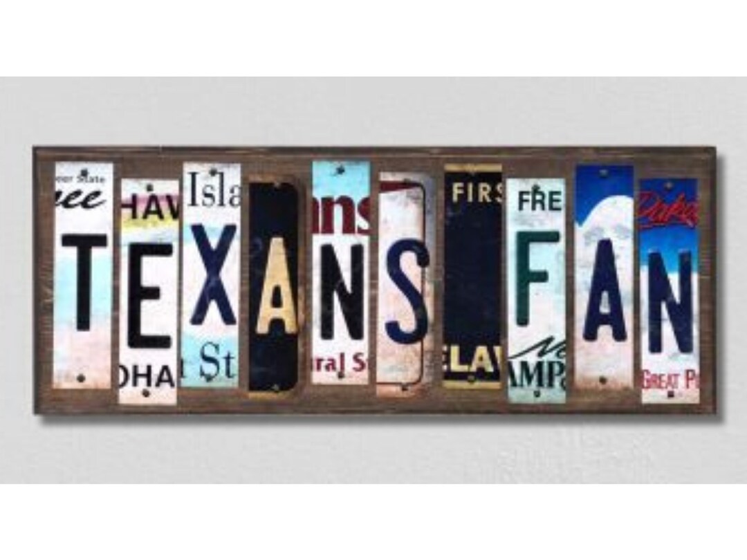 Houston Texans Fan Handmade Wood Sign With Metal License Plate Strips ...