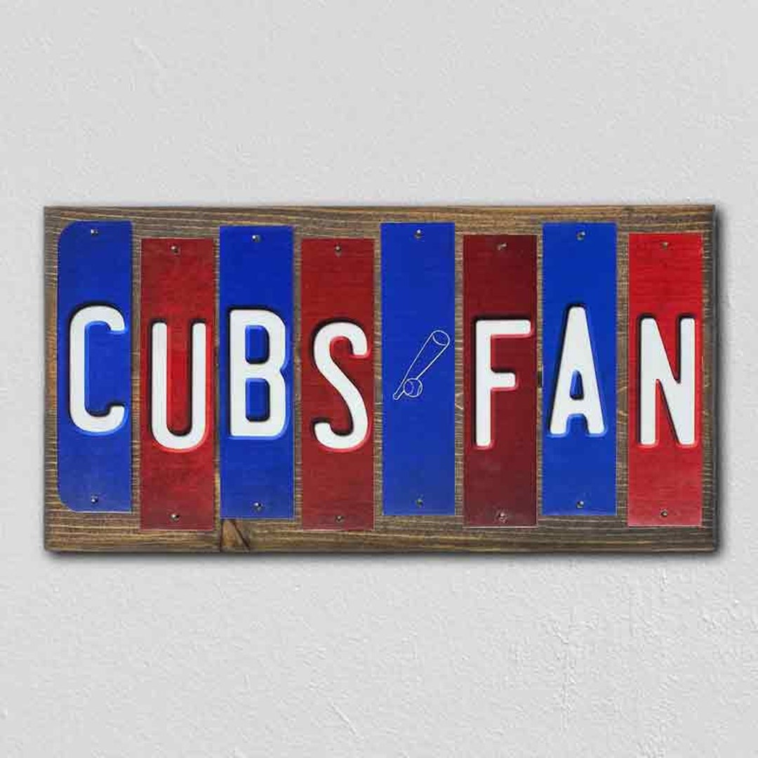 Cubs Fan Team Colors Baseball Fun Strips Novelty Wood Sign - Etsy