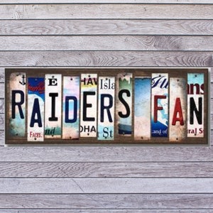 Oakland Raiders Handmade Wood Sign With Metal License Plate Strips ...