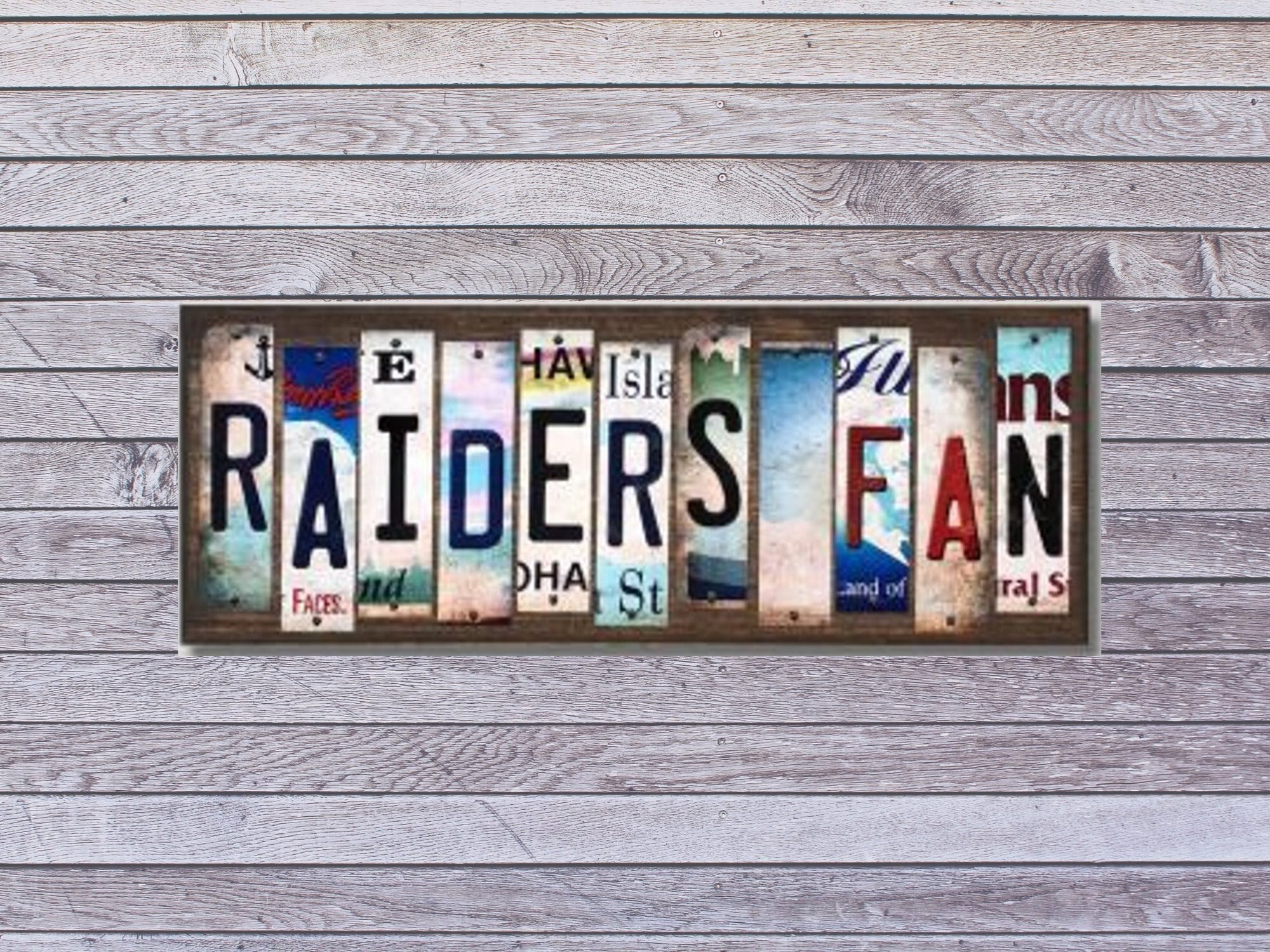 Oakland Raiders Handmade Wood Sign With Metal License Plate | Etsy