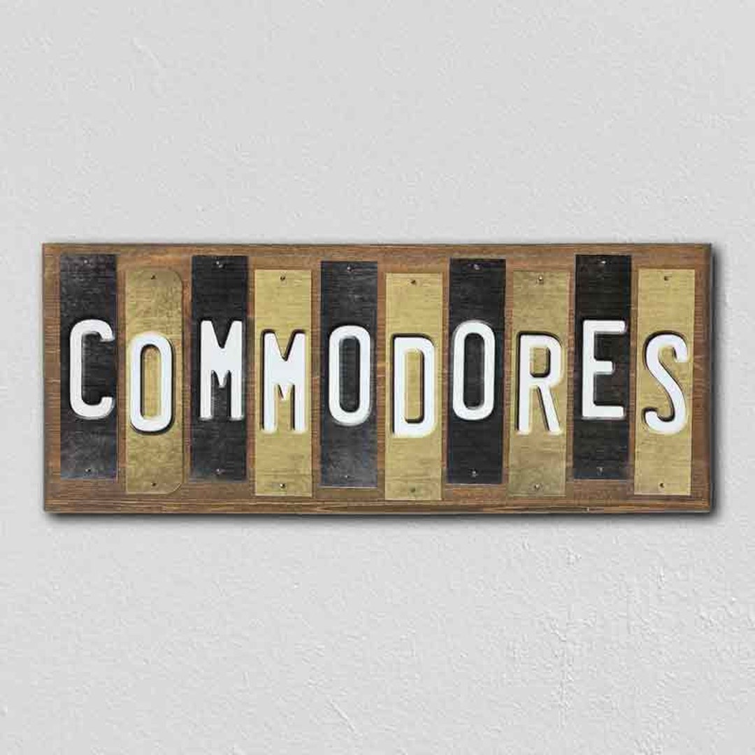 Commodores Team Colors College Fun Strips Novelty Wood Sign Custom Wood ...