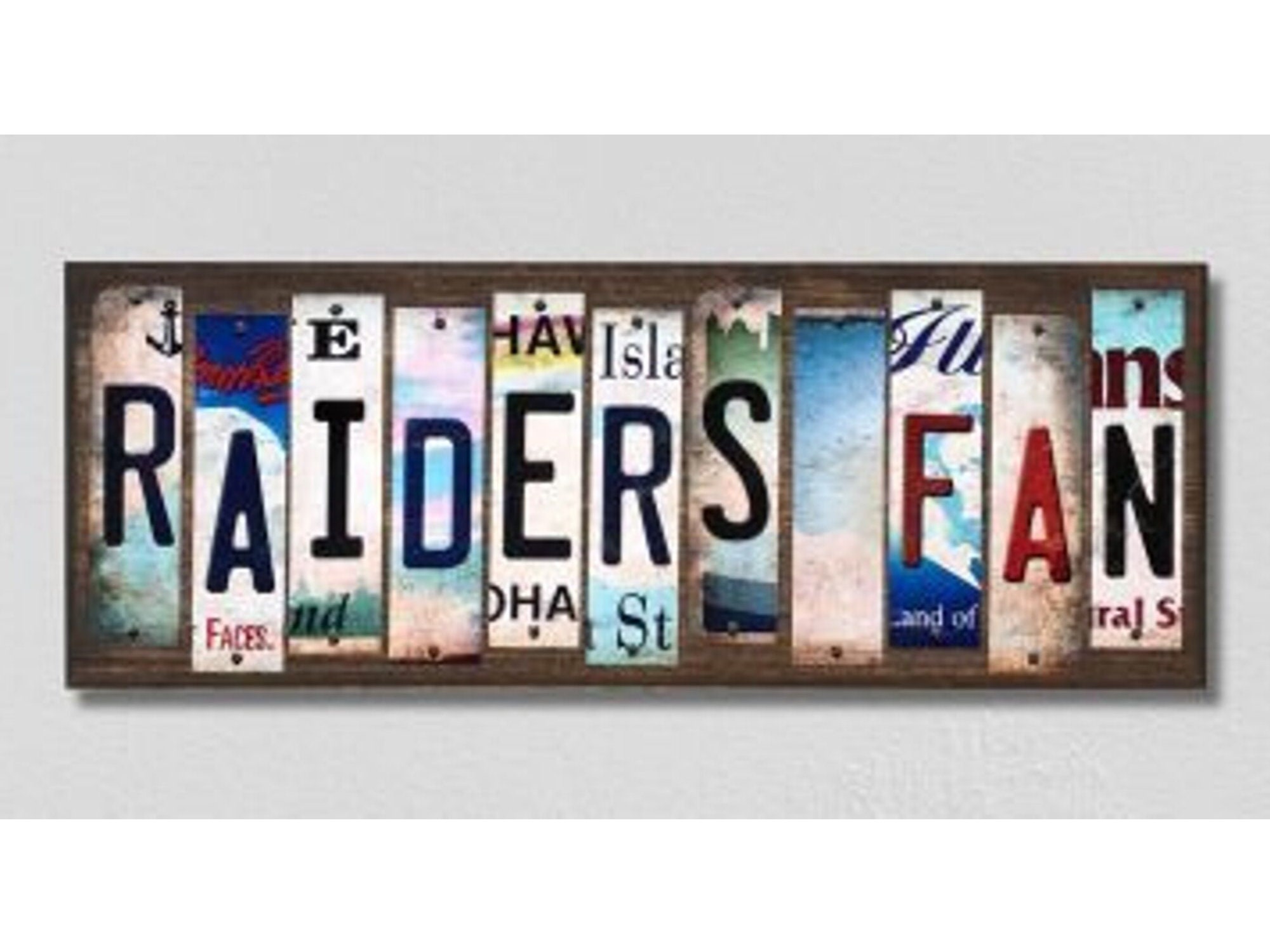 Oakland Raiders Handmade Wood Sign With Metal License Plate | Etsy