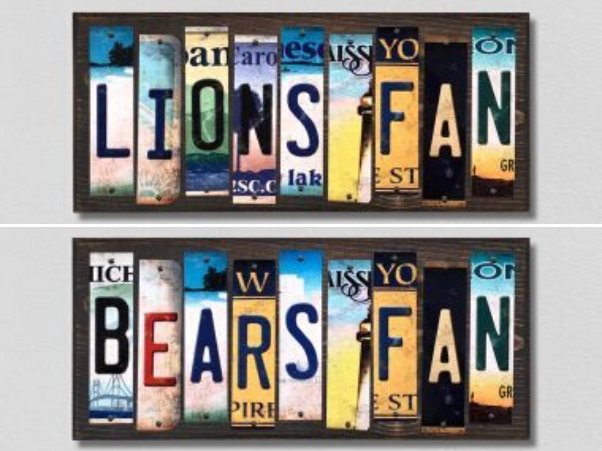Detroit Lions Fan Handmade Wood Sign With Metal License Plate Strips ...