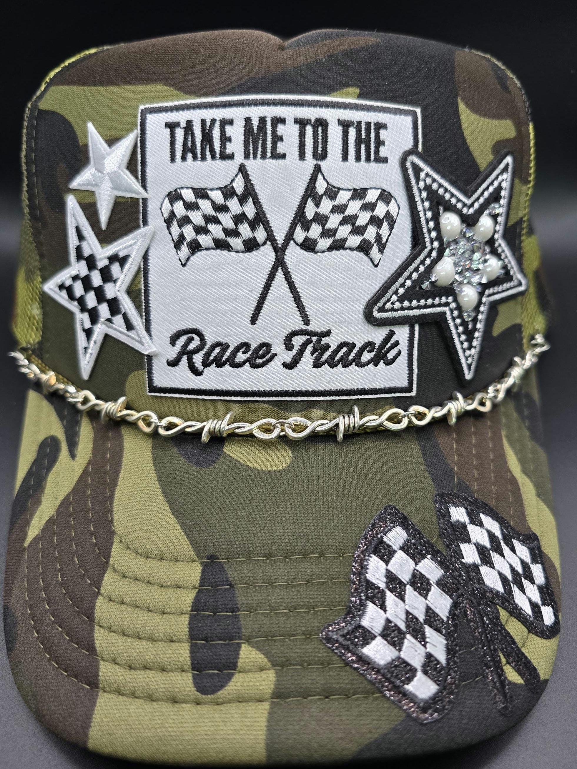 Ladies Take Me to the Race Track on Camo Trucker Hat - Etsy