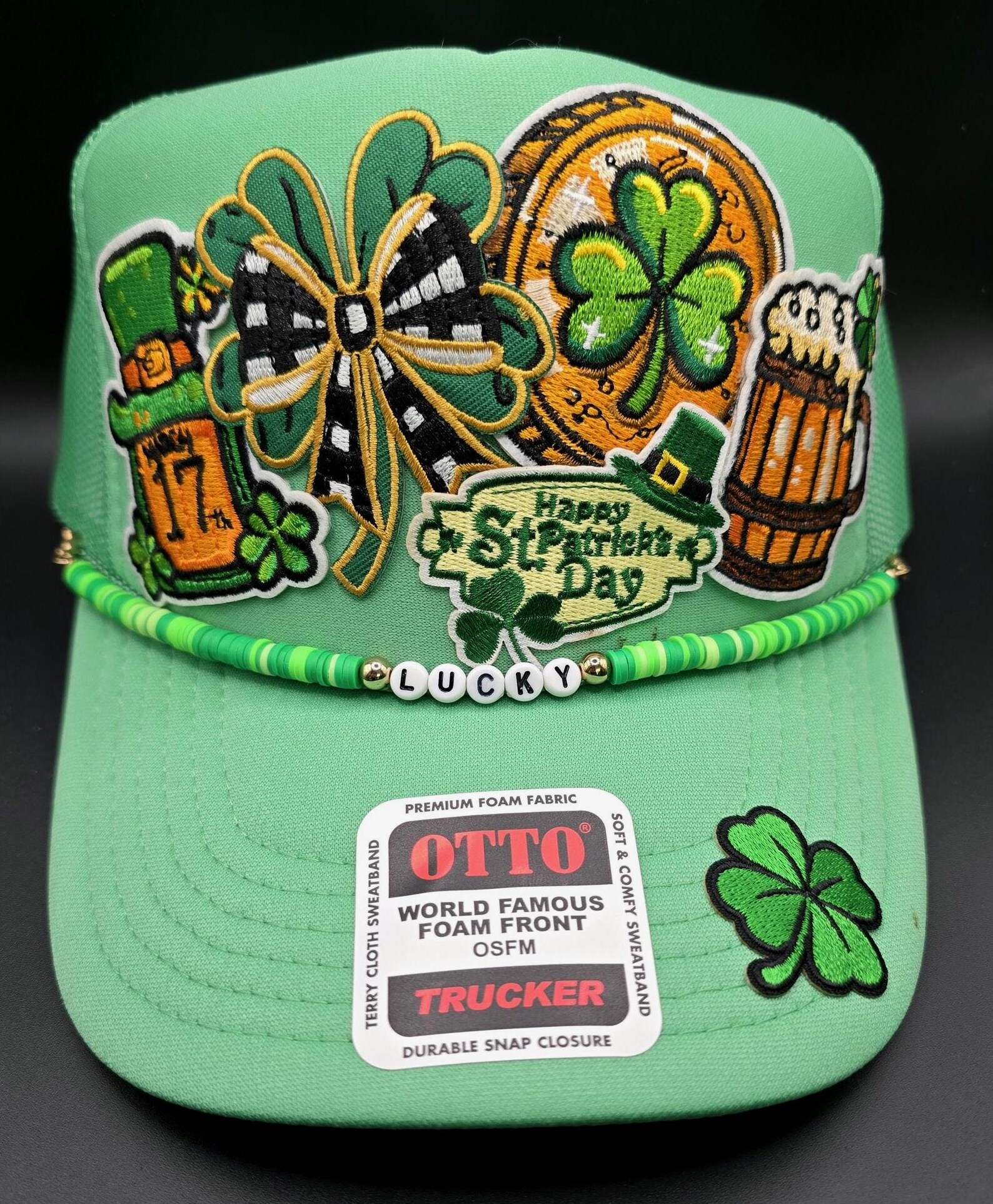 Ladies Cute St Patrick's Day Trucker Hat With Chain, Cactus Green - Etsy