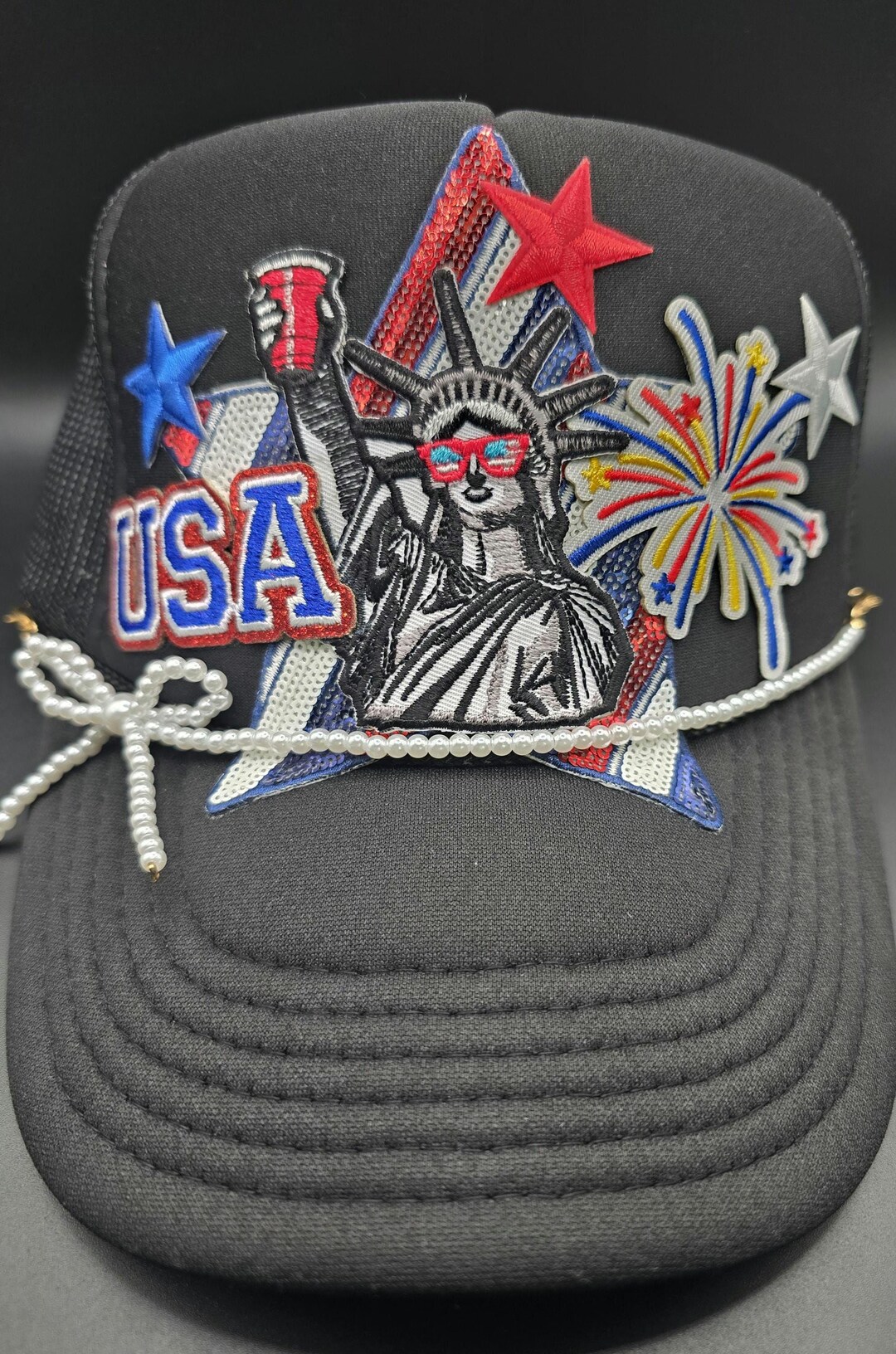 Ladies Partying Statue of Liberty 4th of July Hat, Red White Blue ...