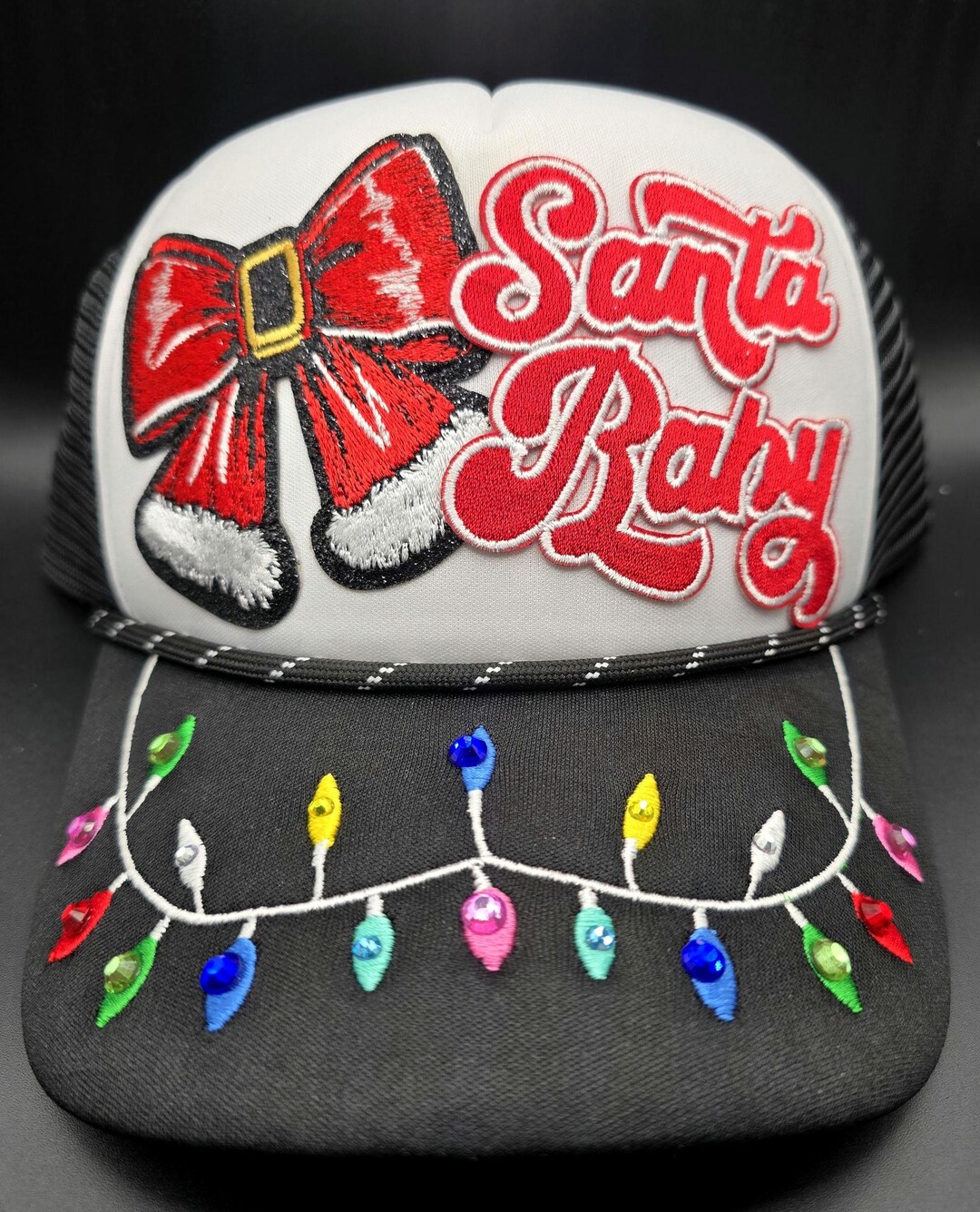 Santa Baby Christmas Trucker Hat With Blingy String of Lights on Brim ...