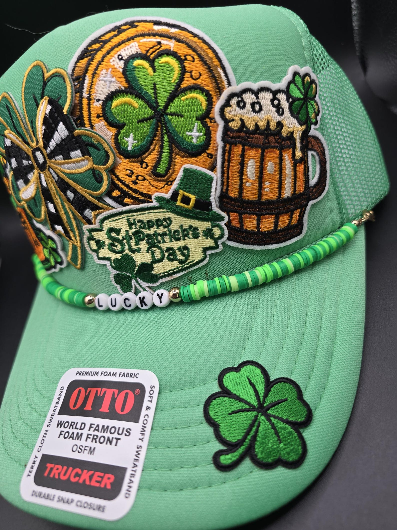Ladies Cute St Patrick's Day Trucker Hat With Chain, Cactus Green - Etsy