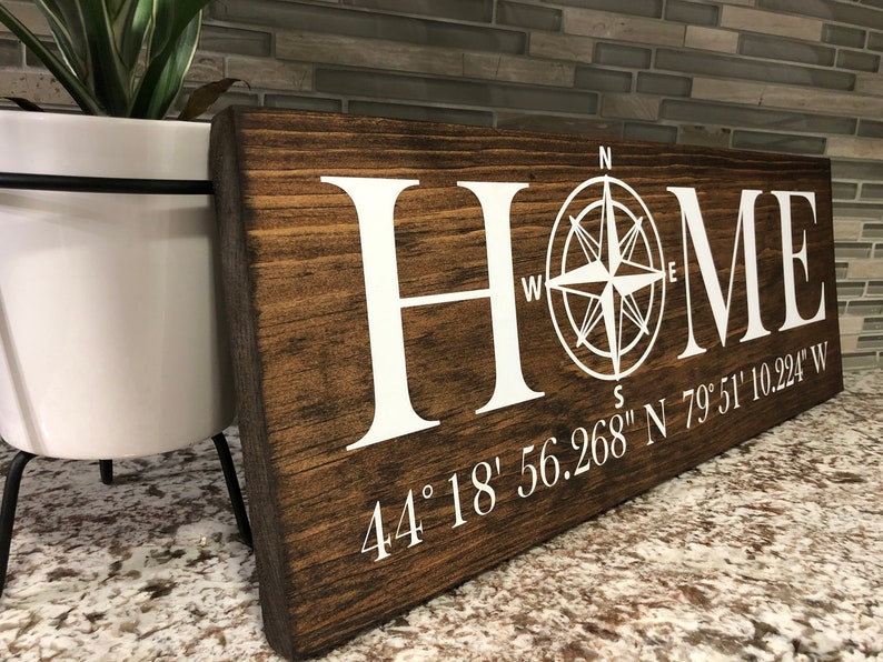 Nautical Home Sign With Compass and Gps Wooden Sign - Etsy