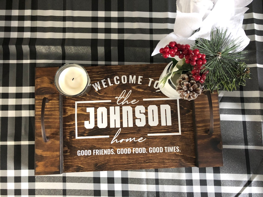 Wooden Tray With Handles | Gather | Sign | Serving Tray | Farmhouse ...