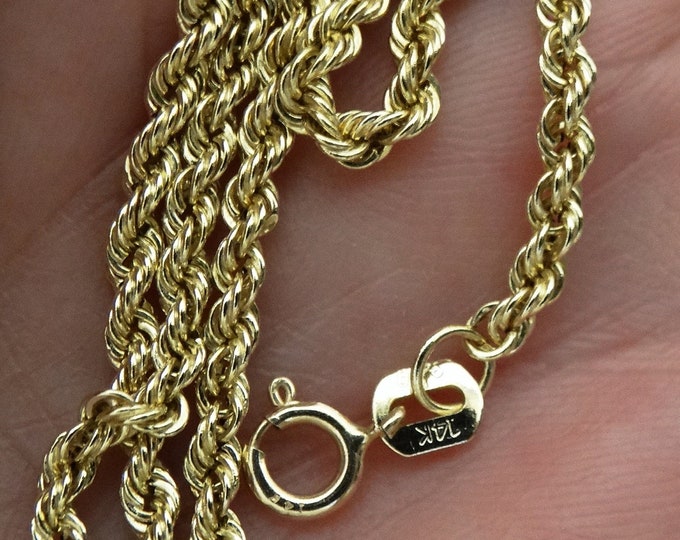 14k Gold Rope Design Chain Necklace. - Etsy