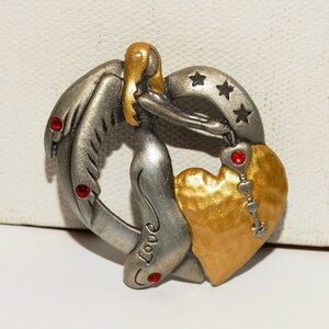 Angel With Heart / Key Stars Red Rhinestone Brooch/pin. - Etsy