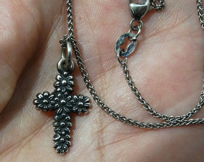 James Avery Small Sterling Flower Cross & Chain Necklace - Etsy