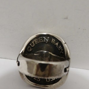 King Baby Queen Baby Solid Sterling Silver Crowned Heart Ring. - Etsy