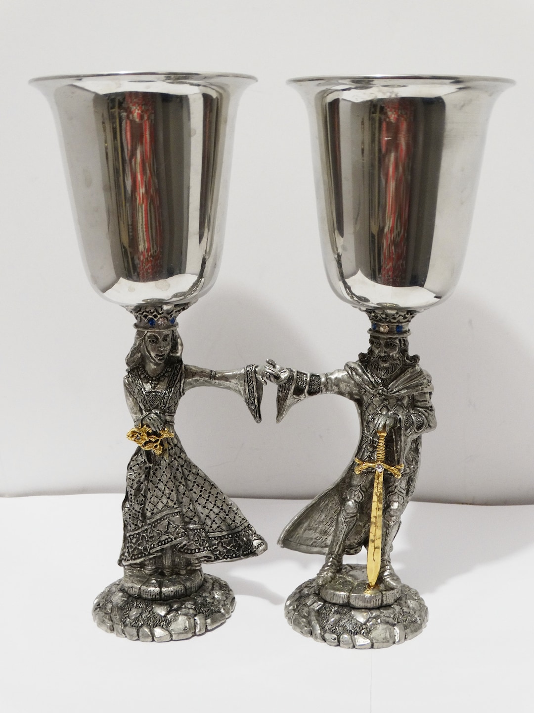 King Arthur & Guinevere Pewter Goblets. - Etsy